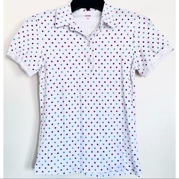 Uniqlo | Tops | Uniqlo White Polo Polka Dot | Poshmark